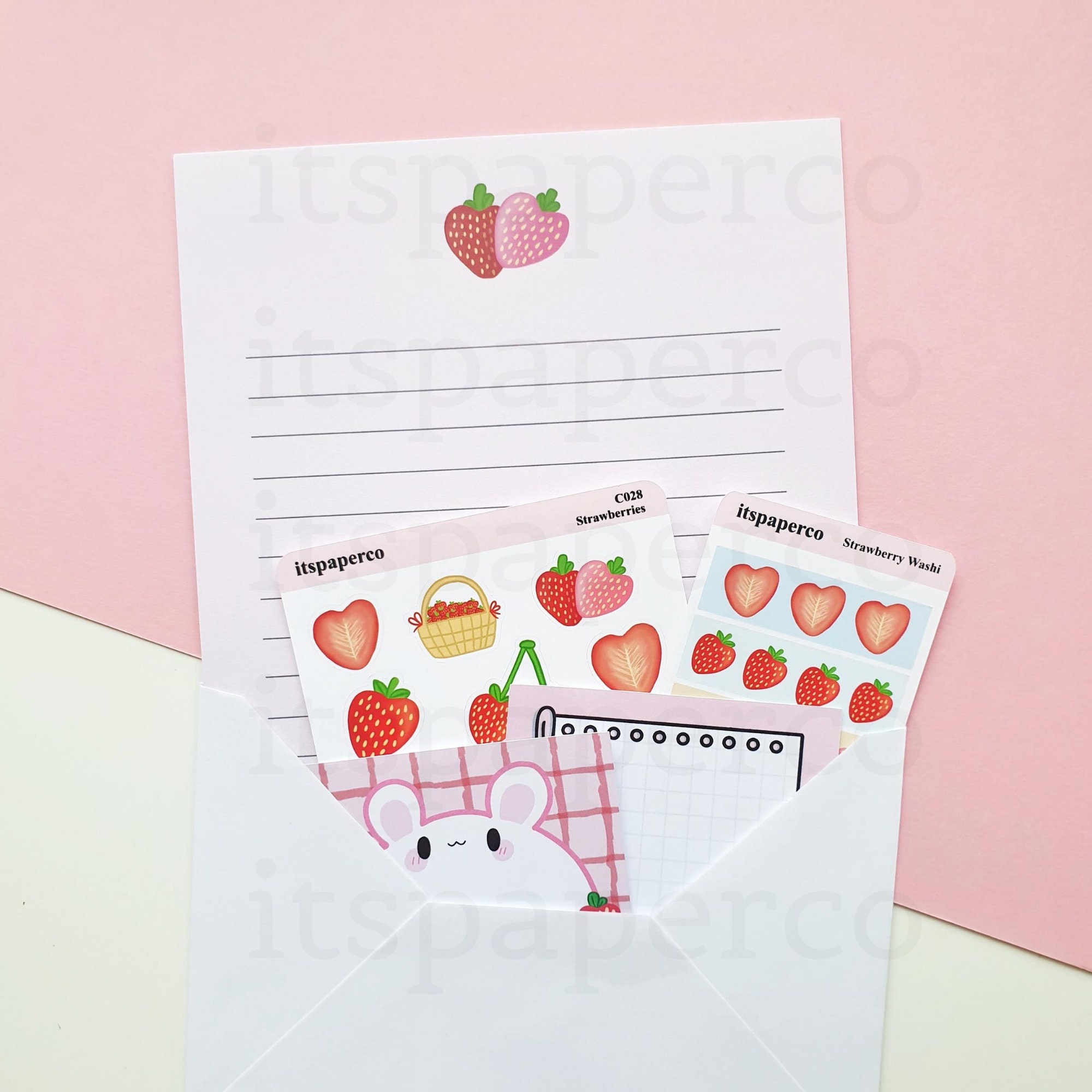 Strawberry Letter Writing Set Strawberry Writing Set Letter - Etsy