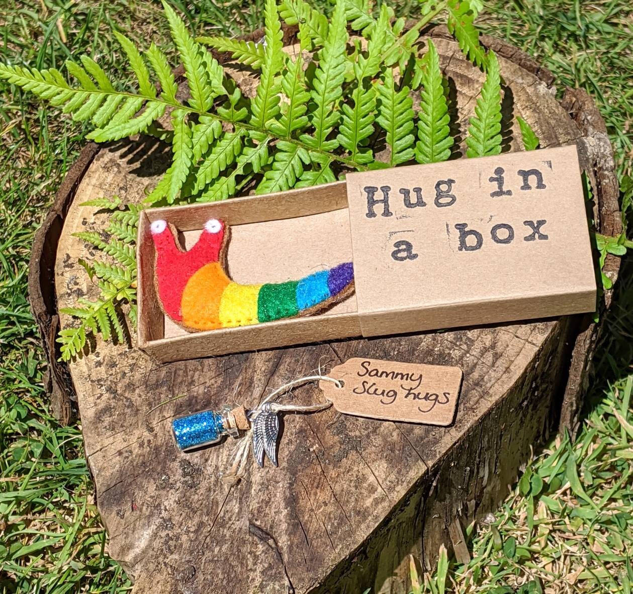 Hug in a box Sammy slug hug felt slug rainbow mental - Etsy Nederland