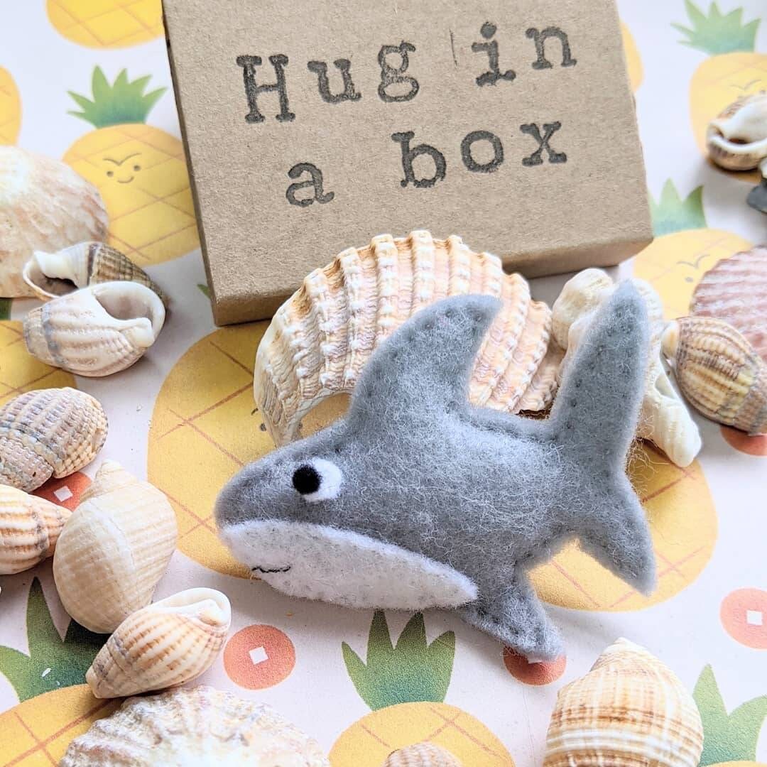 Shark Gift, Hug in a Box, Sending Love, Positivity, Felt Shark ...