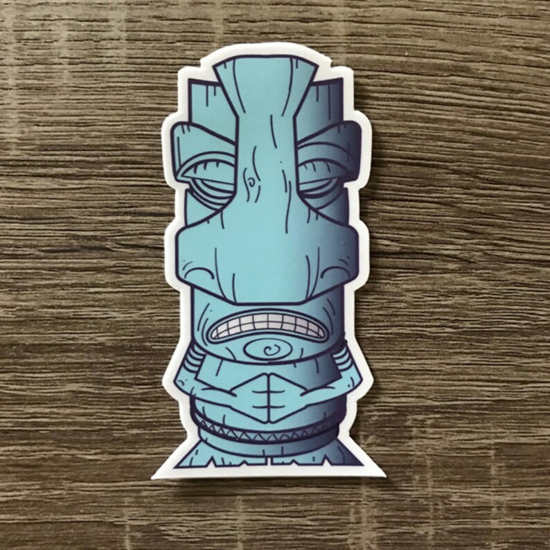 Tiki Art Sticker Blue Tiki - Etsy