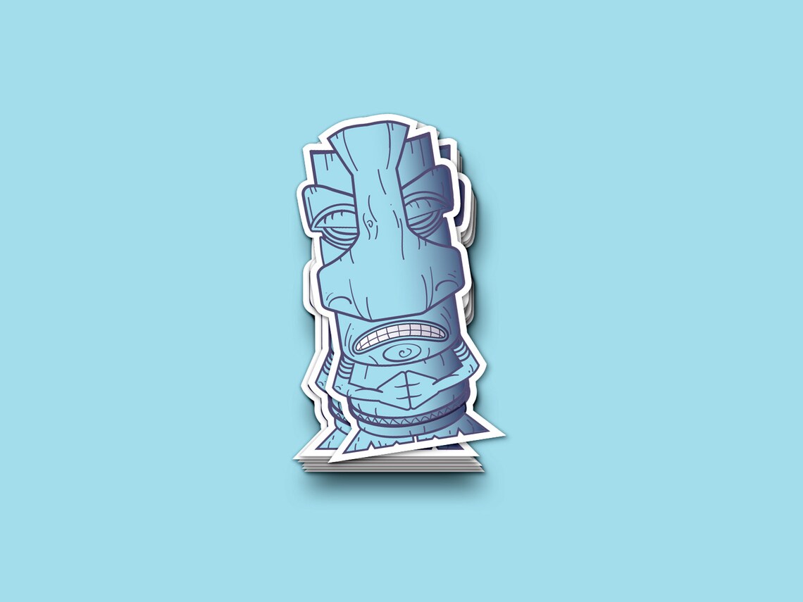 Tiki Art Sticker Blue Tiki - Etsy