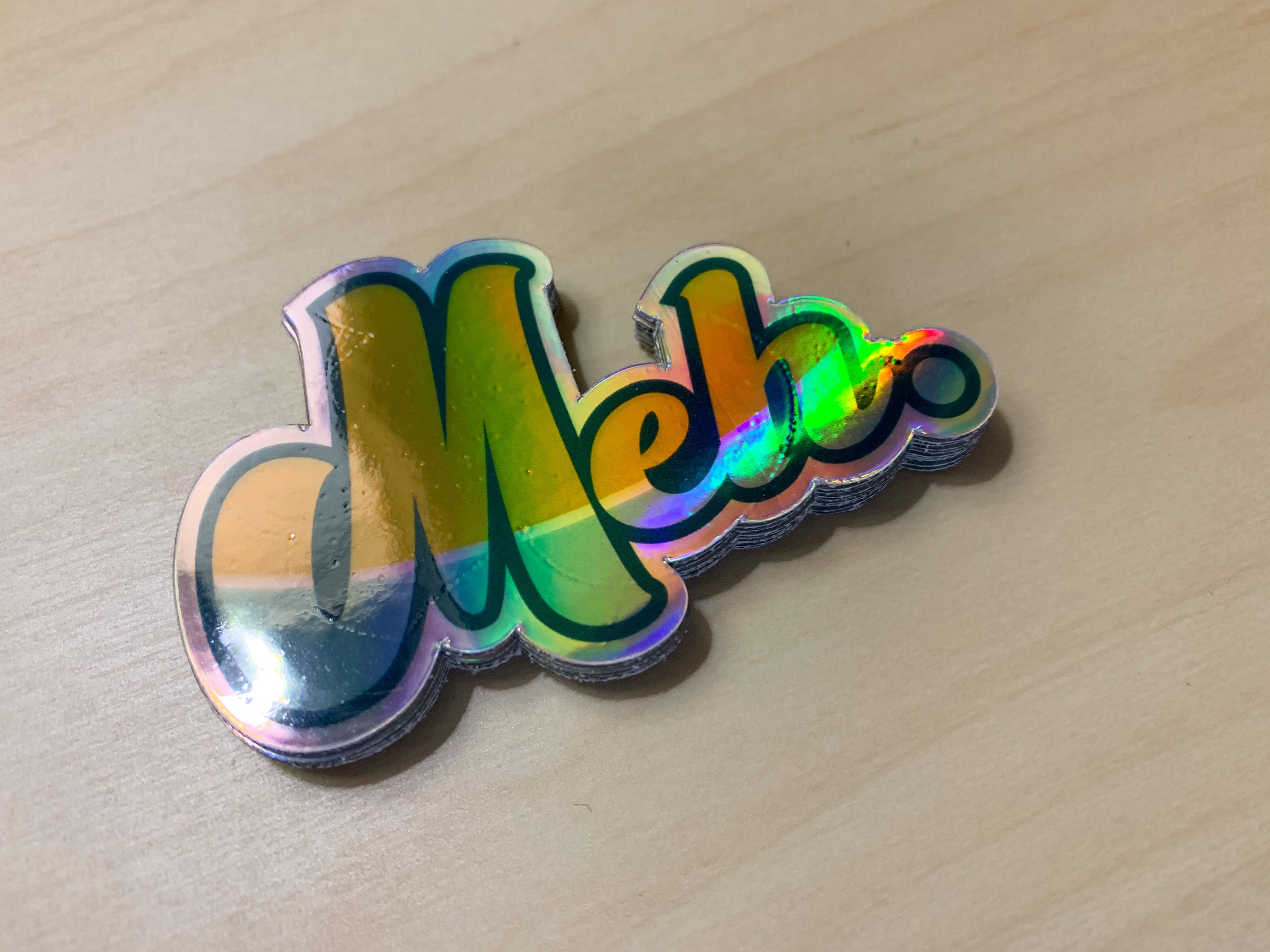 Holographic Sticker Meh. | Etsy