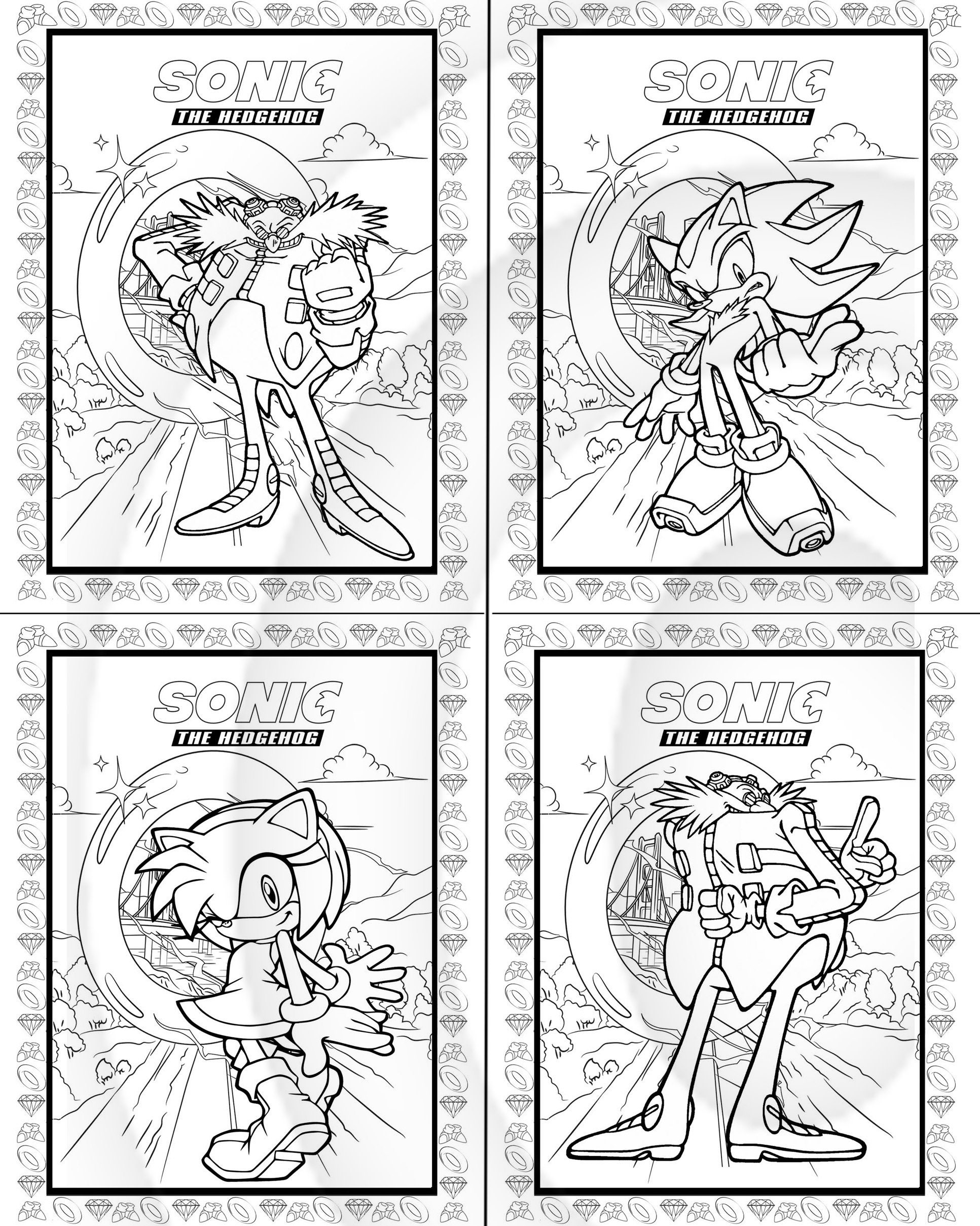 Sonic The Hedgehog 12 Printable Colouring Book Pages Party | Etsy
