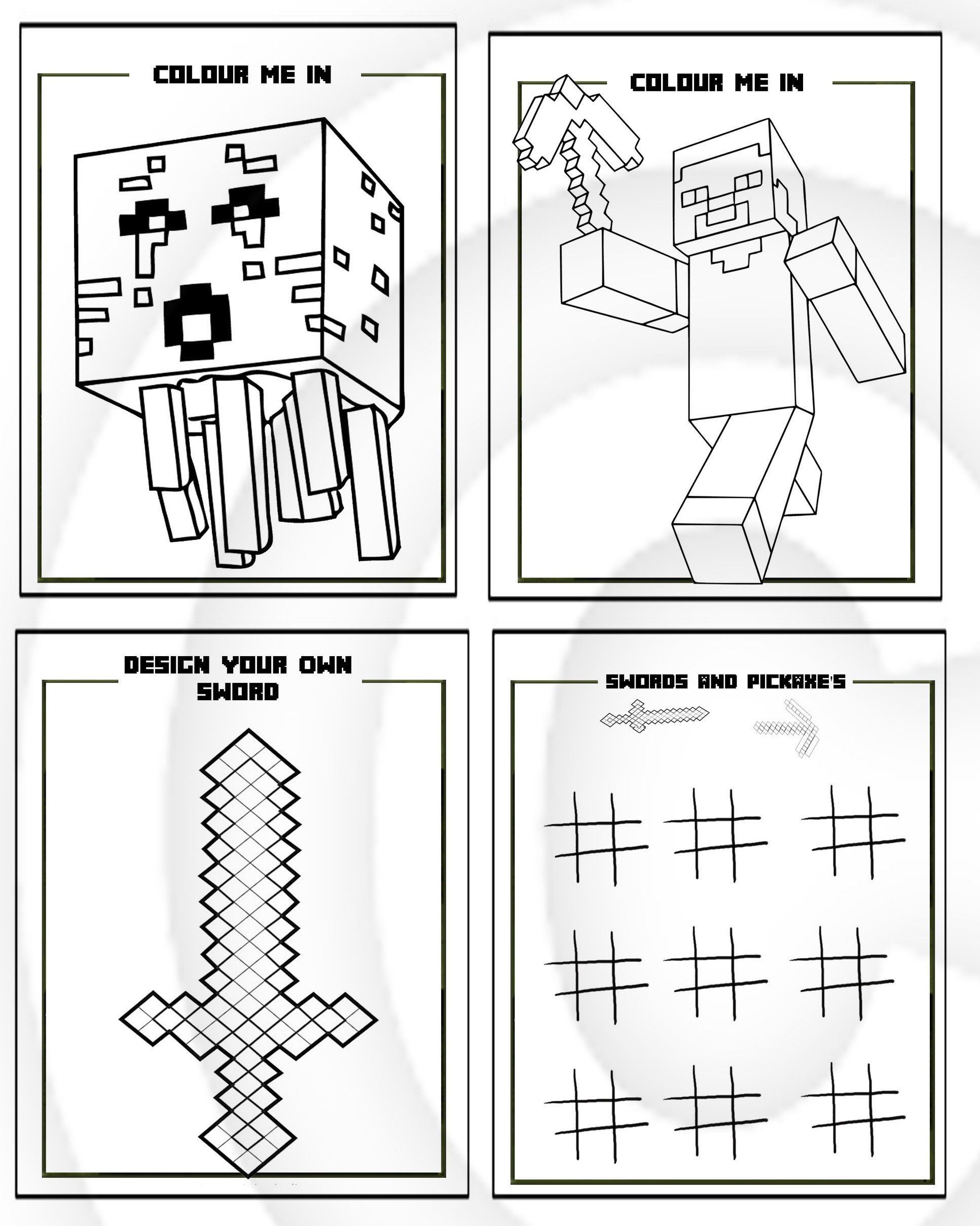 Minecraft 14 Page Printable Puzzle Quiz Colouring Book Ideal | Etsy