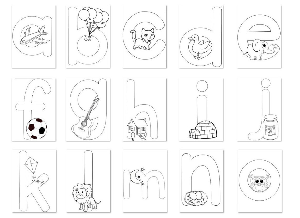 A-Z Printable 36 Page Lower Case Alphabet Colouring Book | Etsy