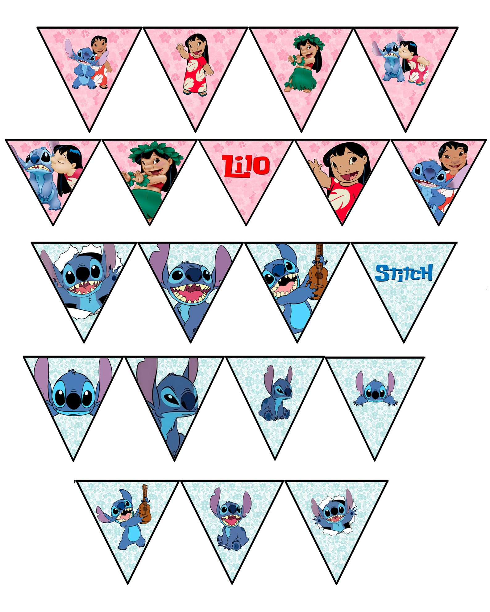 Lilo And Stitch 96 Alphabet & Number Flag Banner Bunting | Etsy