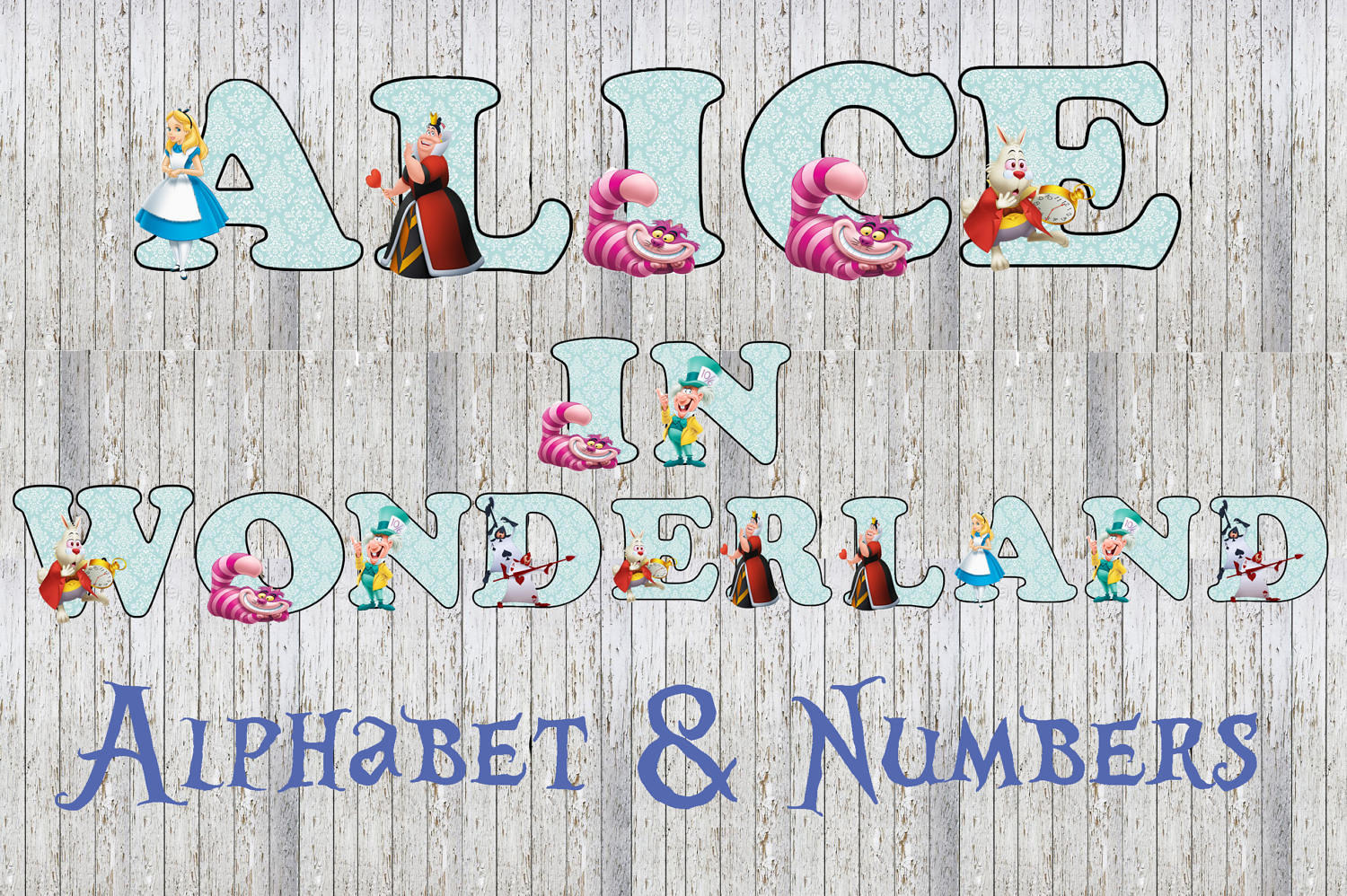 Alicia en el país de las maravillas 36 alfabeto e imágenes | Etsy