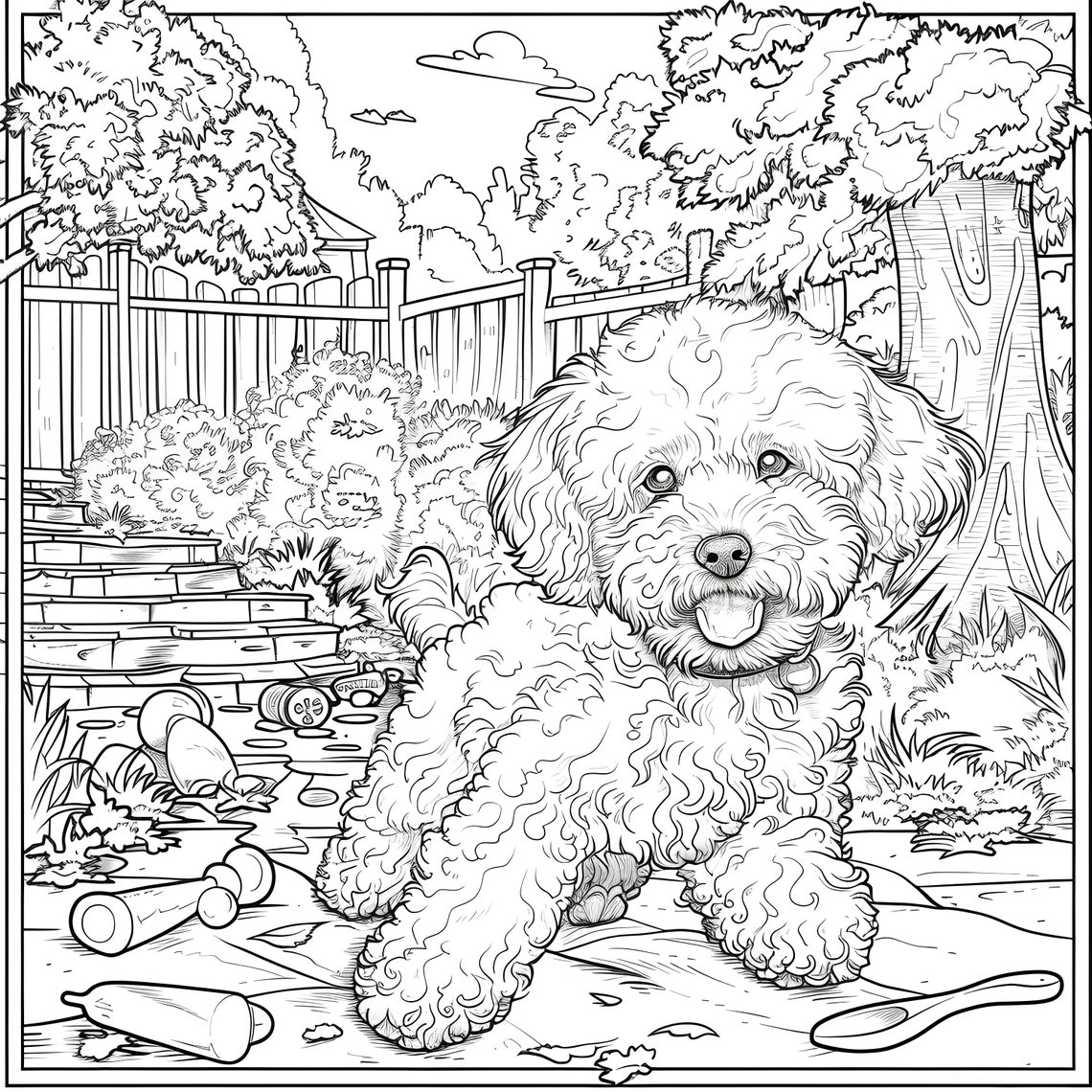 Poodles Puppy Friends Coloring Book - Etsy
