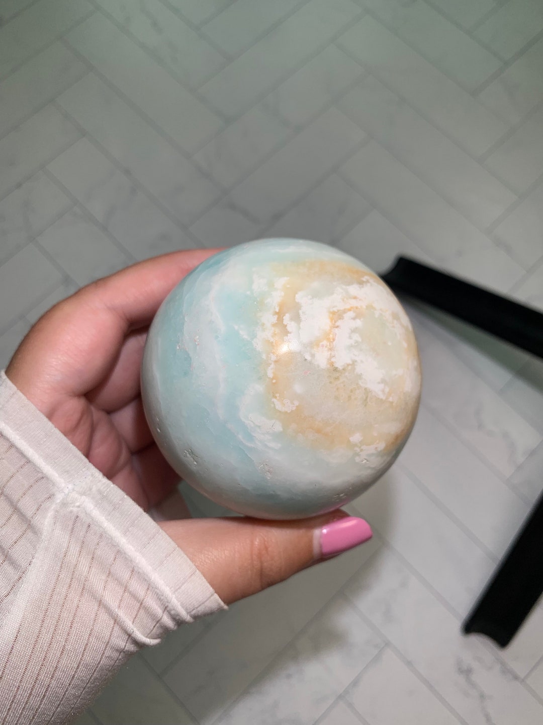 Light Pastel Aqua Blue Caribbean Calcite/aragonite Polished Sphere - Etsy