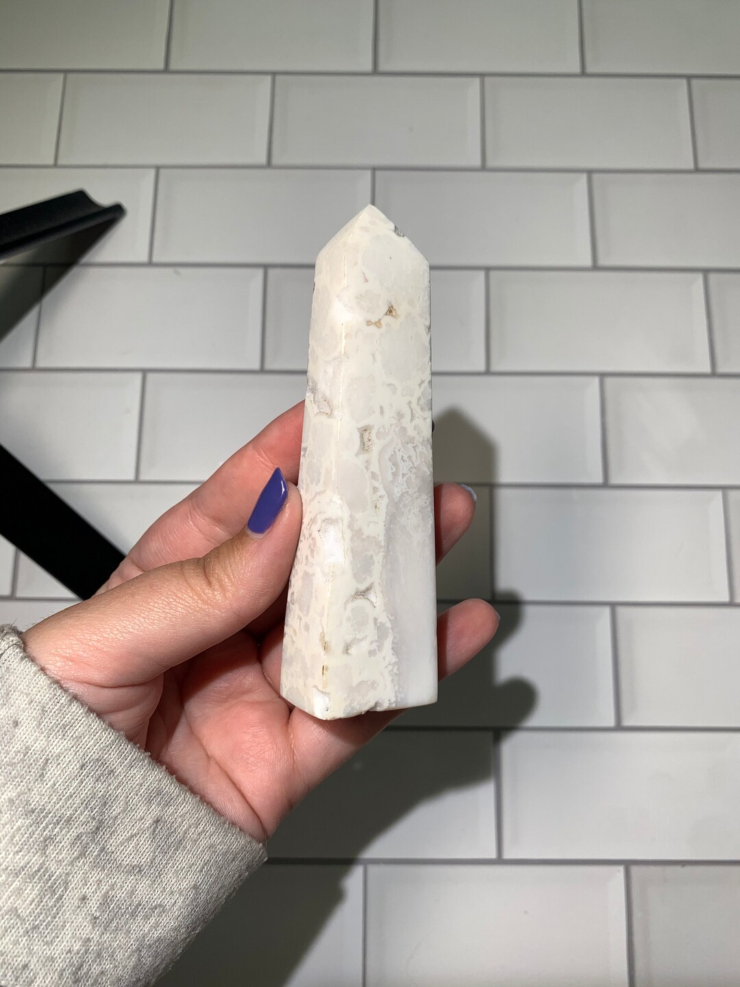 Ethereal White Plume/Snow Agate Twinkling Druzy Geode Tower 1 - Etsy España