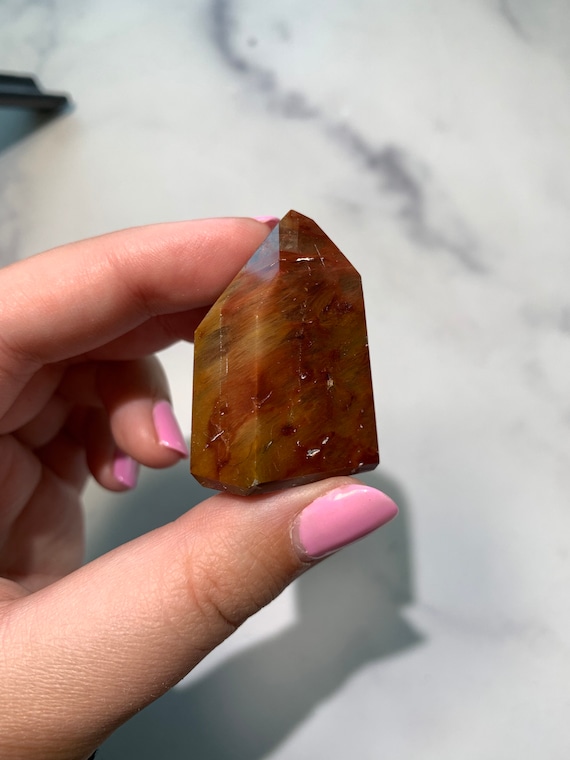 Polished Mini Quartz Tower with Opaque Blended Warm Tone | Etsy