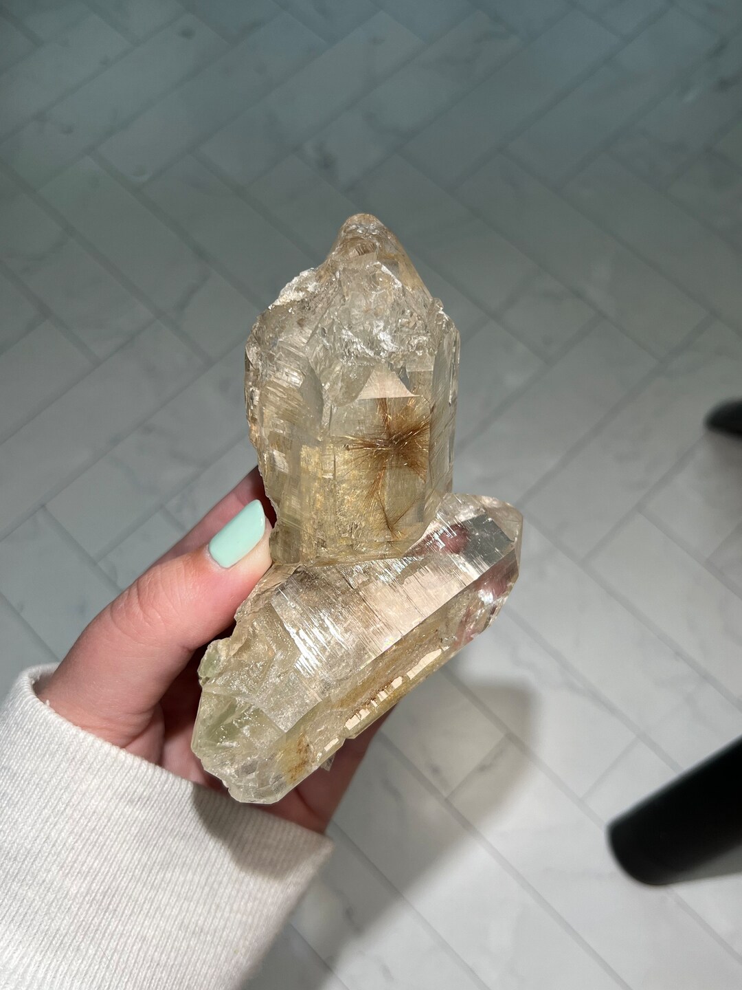 High Grade Glossy Himalayan Quartz Cluster With Thick Gold Rutile Star ...