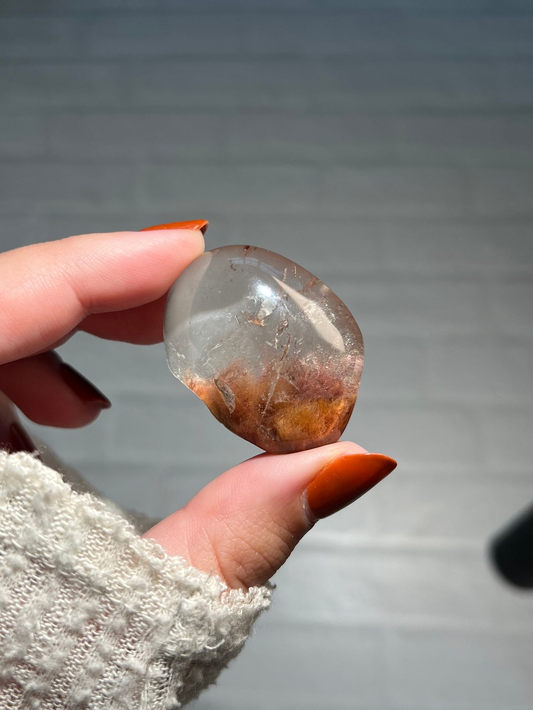 High Quality Gemmy Polished Quartz Bubble With Fuzzy Fluffy Red/orange ...