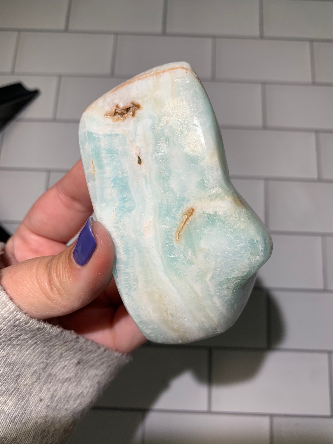 Beachy Light Aqua Blue Caribbean Calcite/Aragonite Polished | Etsy