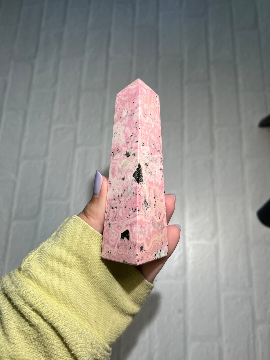Peruvian Marbled Pink Rhodonite and Black Alabandite Crystal Tower 7 - Etsy