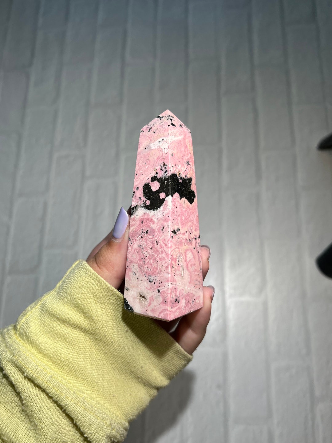 Peruvian Marbled Pink Rhodonite and Black Alabandite Crystal Tower 8 - Etsy