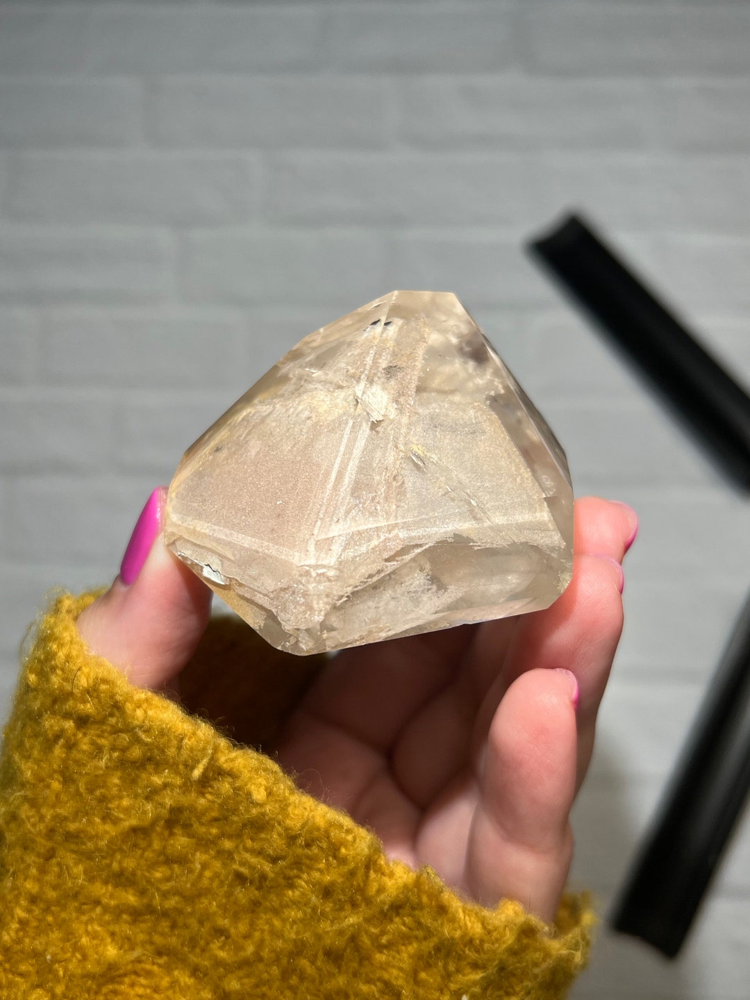 Unique Wavy Layered Phantom Quartz Crystal Tower With Light Shell Pink ...