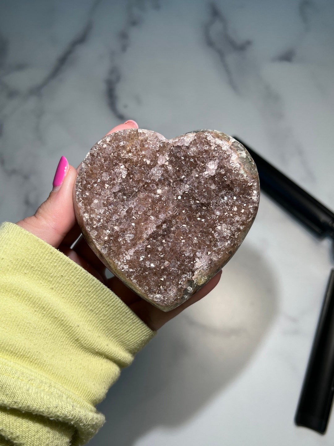 Sparkling Brown Sugar "rainbow Amethyst" Geode Heart Crystal - Etsy