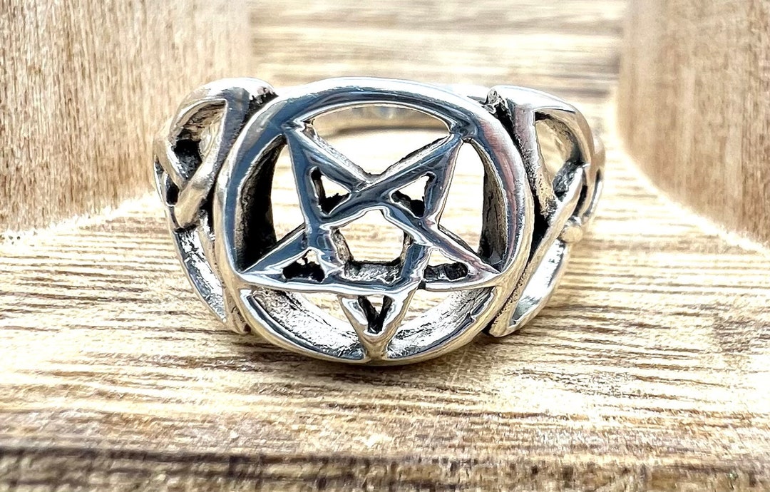 925 Sterling Silver Pentacle Ring Pentagram Jewelry Wiccan Jewelry Silver Rings - Etsy