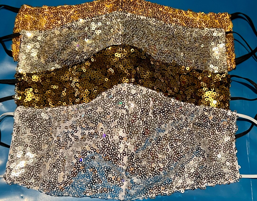 Sequin Glitter Face Mask Adjustable Adult Cotton Face Mask 3ply ...