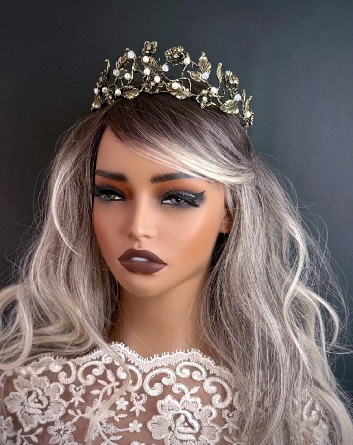 Gold Tiara, Bridal Headpiece, Wedding Headpiece, Beaded Crown, Wedding ...