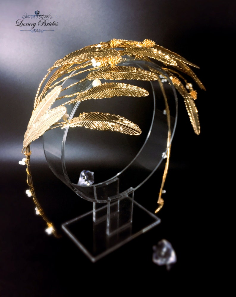 Gold Bridal Leaf Tiara, Bridal Leaf Headband, Bridal Leaf Crown, Leaf ...