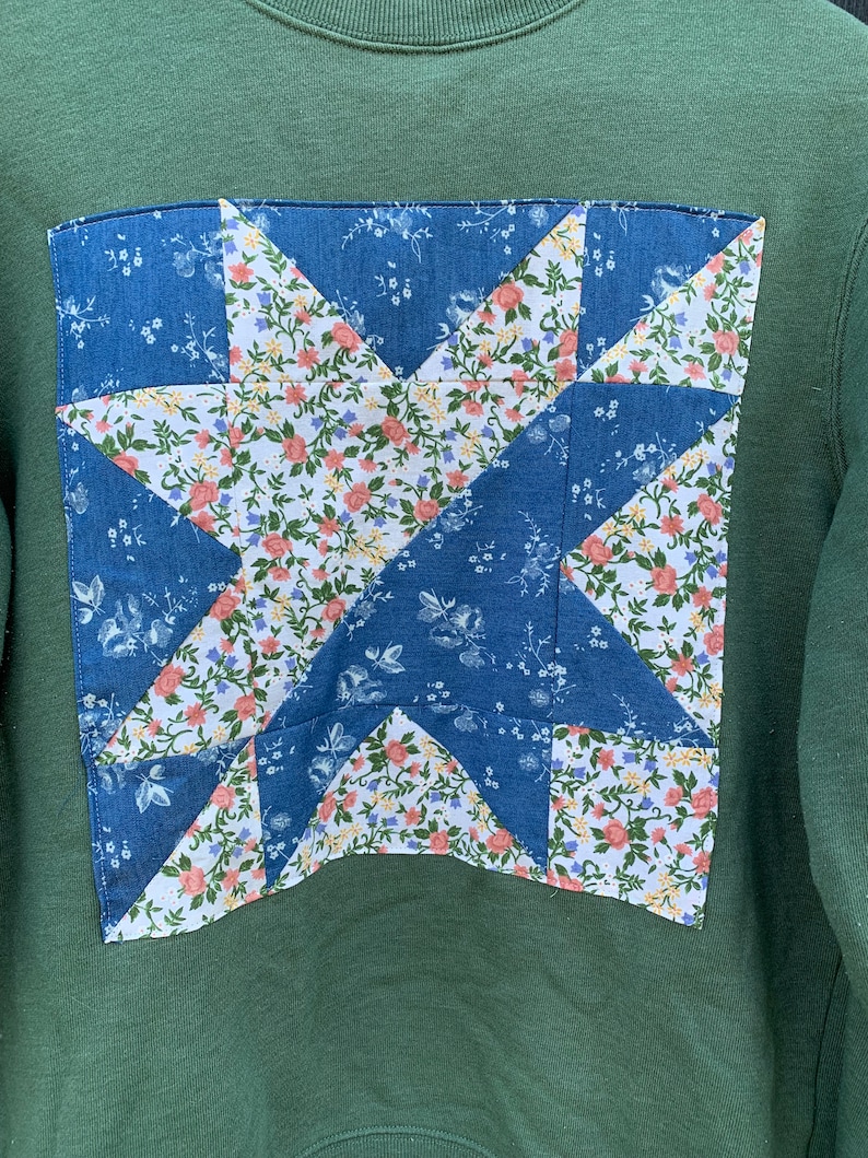 Quilt Patch Crewneck Sweater - Etsy