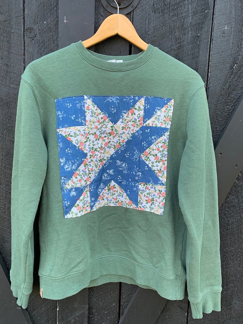 Quilt Patch Crewneck Sweater - Etsy