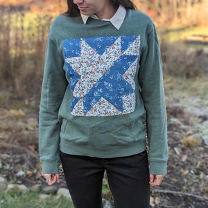 Quilt Patch Crewneck Sweater - Etsy