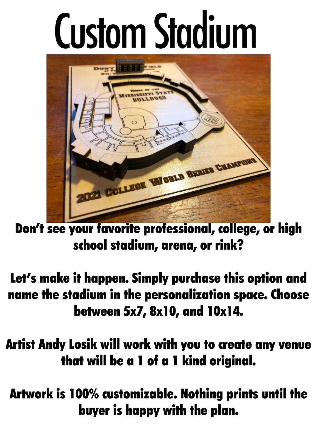 Your Choice Custom Designed, Laser-cut Stadium. - Etsy