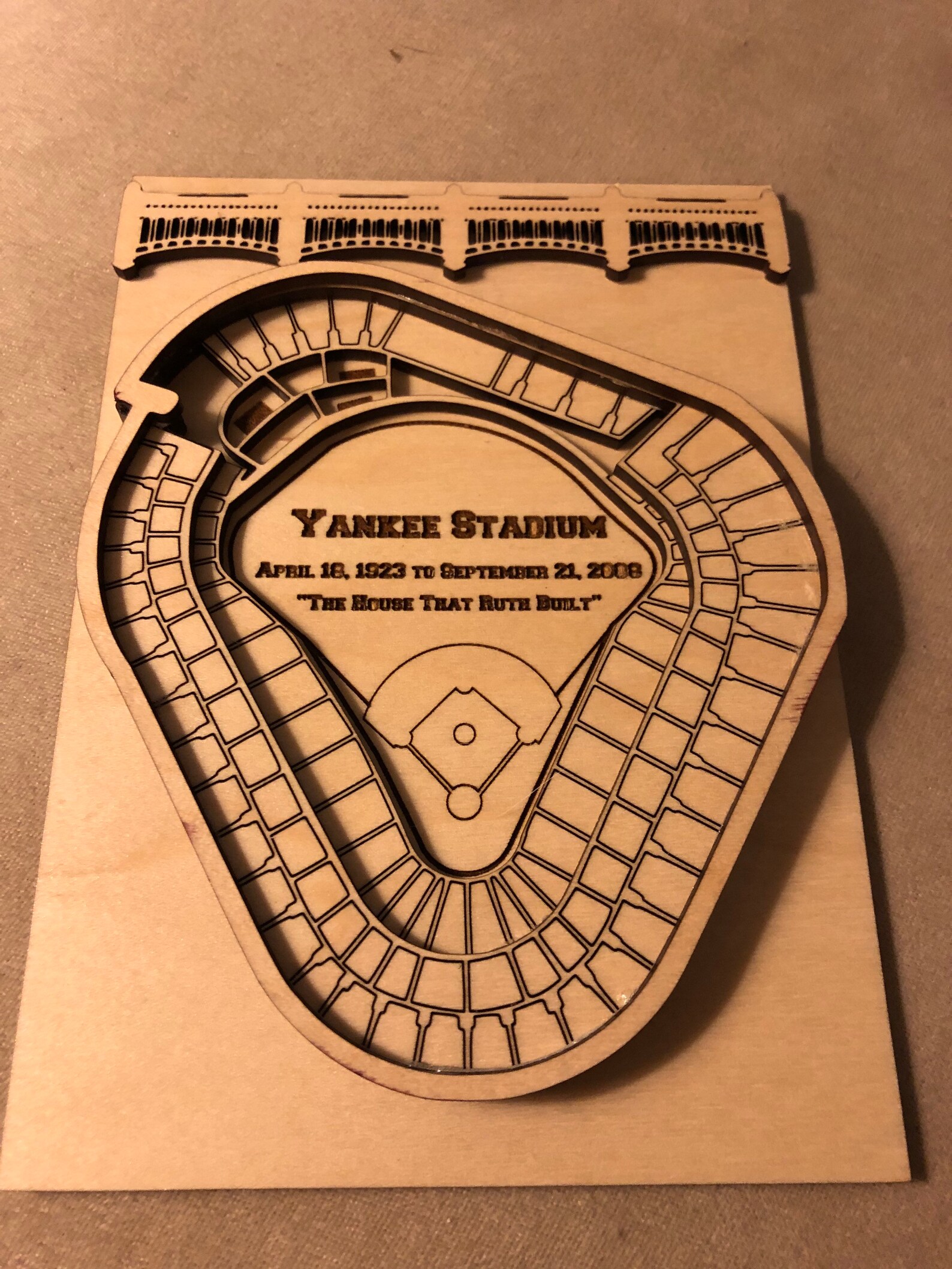 Old Yankee Stadium Maple Laser-cut and Engraved | Etsy
