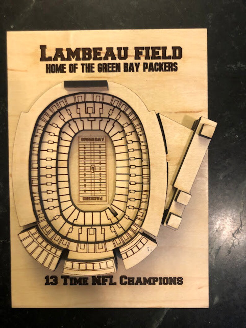 Green Bay Packers Lambeau Field Maple Laser-cut and Engraved - Etsy