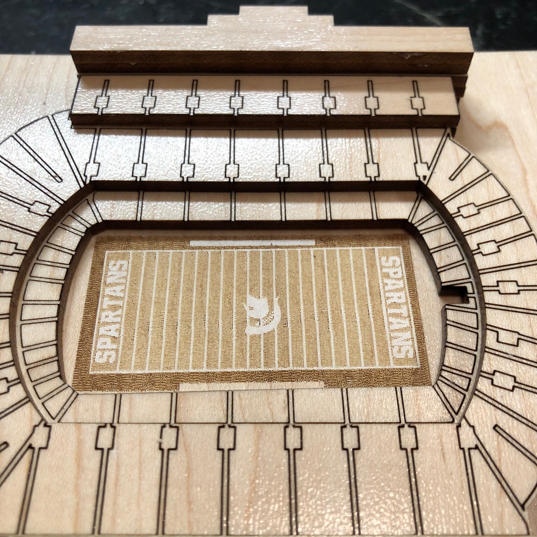 Michigan State Spartan Stadium - Maple Laser-cut and Engraved - Etsy
