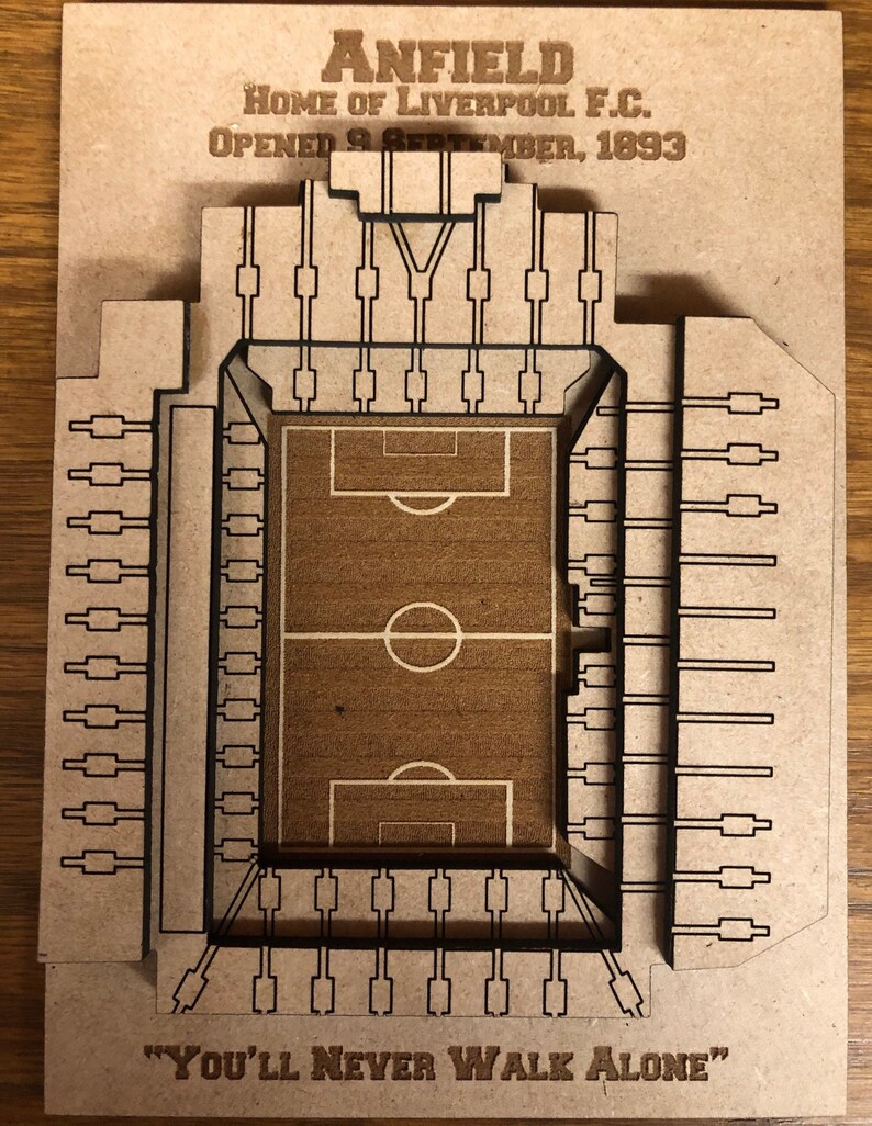 Anfield Liverpool FC Stadium - Maple Laser-cut and Engraved - Etsy