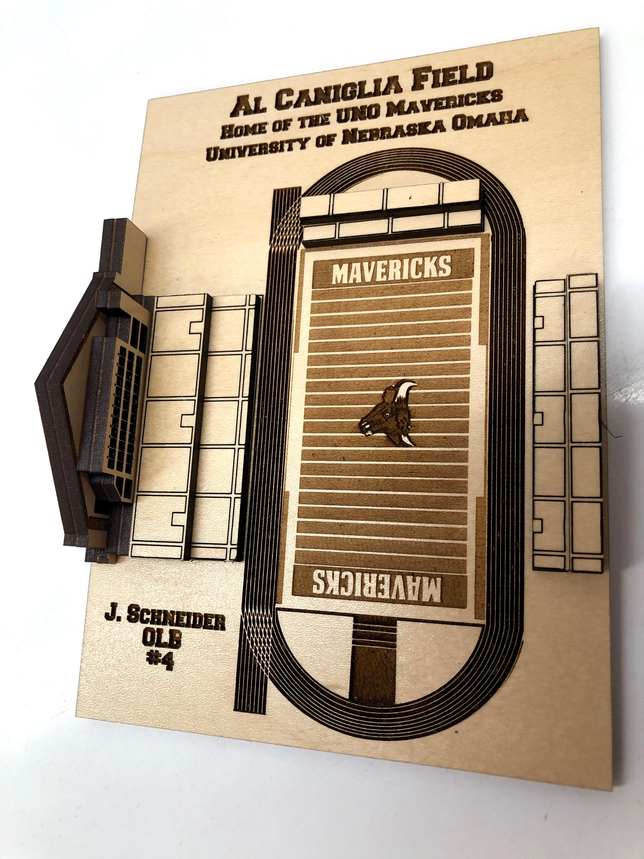UNO Mavericks Caniglia Field Football Stadium - Maple Laser-cut and ...