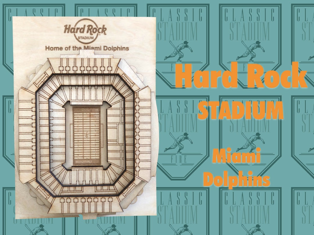 Miami Dolphins Hard Rock Stadium- Maple Laser-cut and Engraved Stadium ...