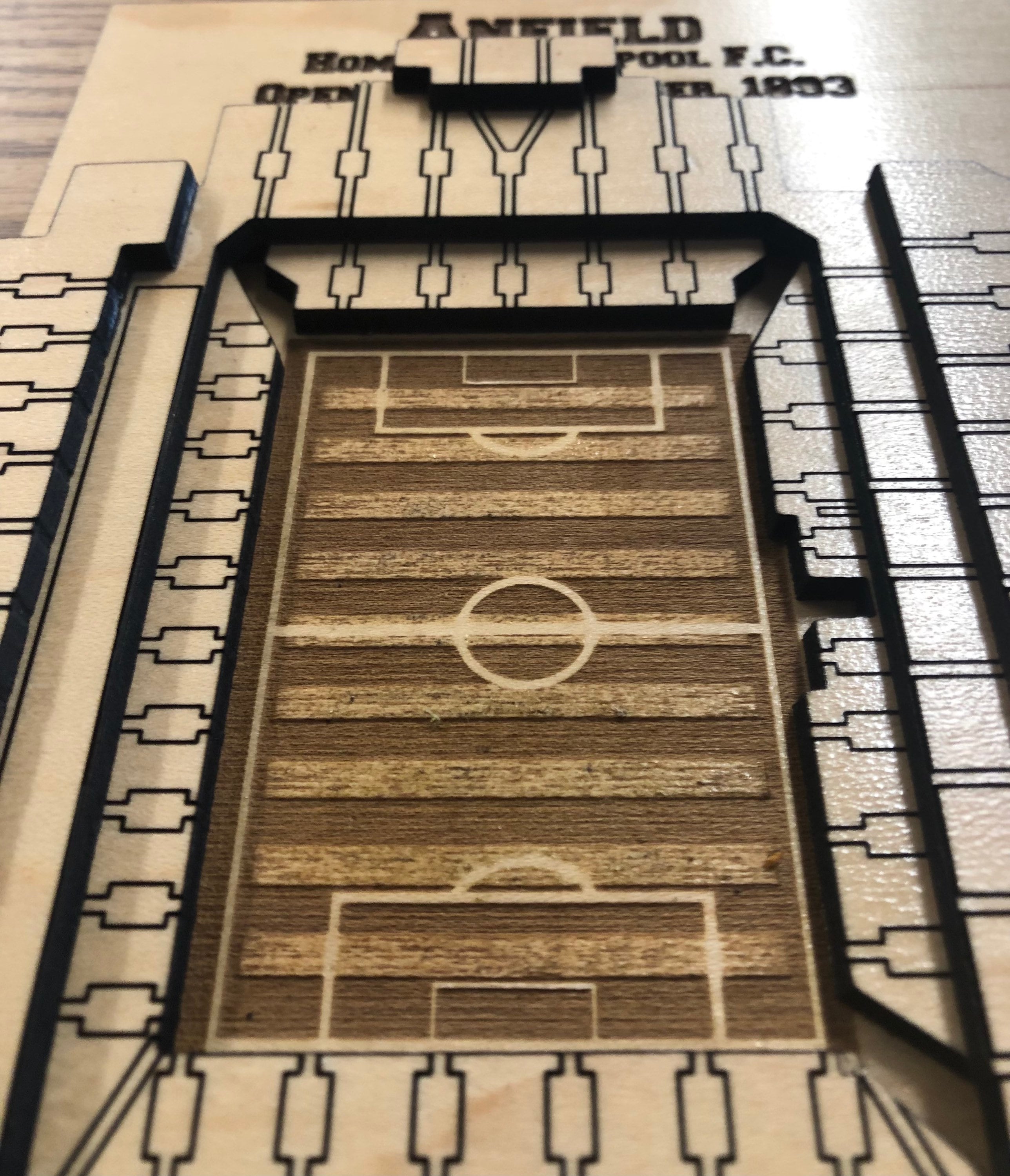 Anfield Liverpool FC Stadium Maple Laser-cut and Engraved | Etsy