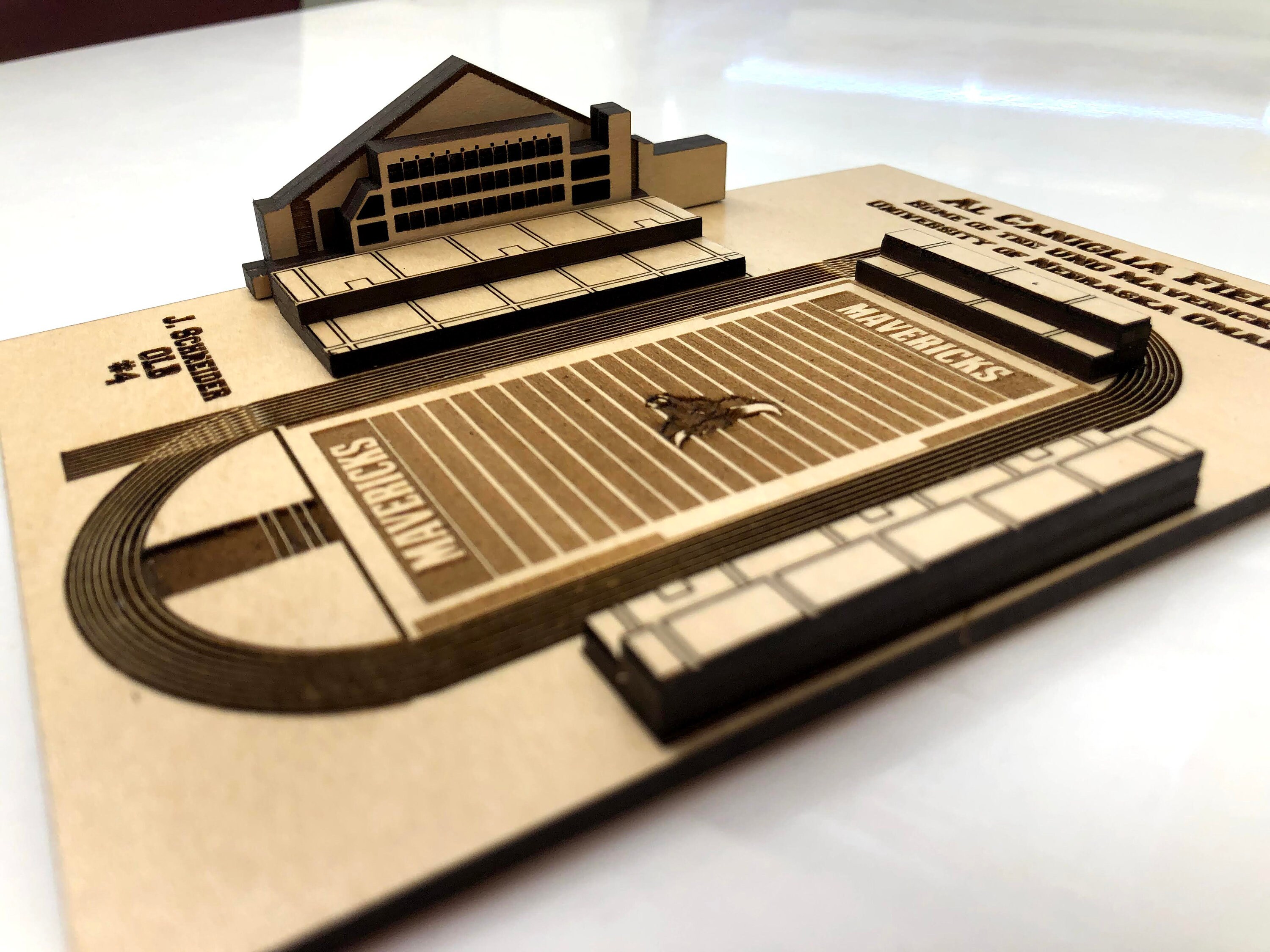UNO Mavericks Caniglia Field Football Stadium - Maple Laser-cut and ...