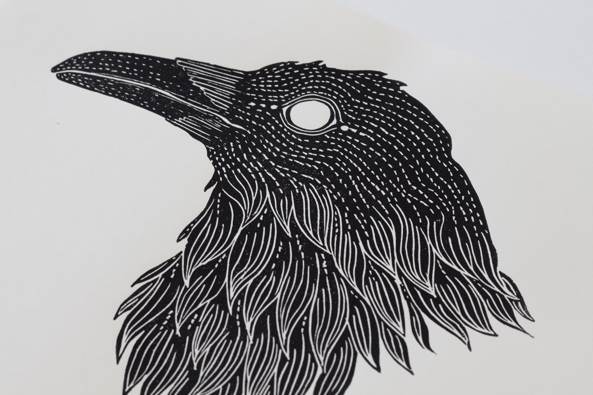 Raven Crow Handmade Linocut Print Art Print Relief - Etsy
