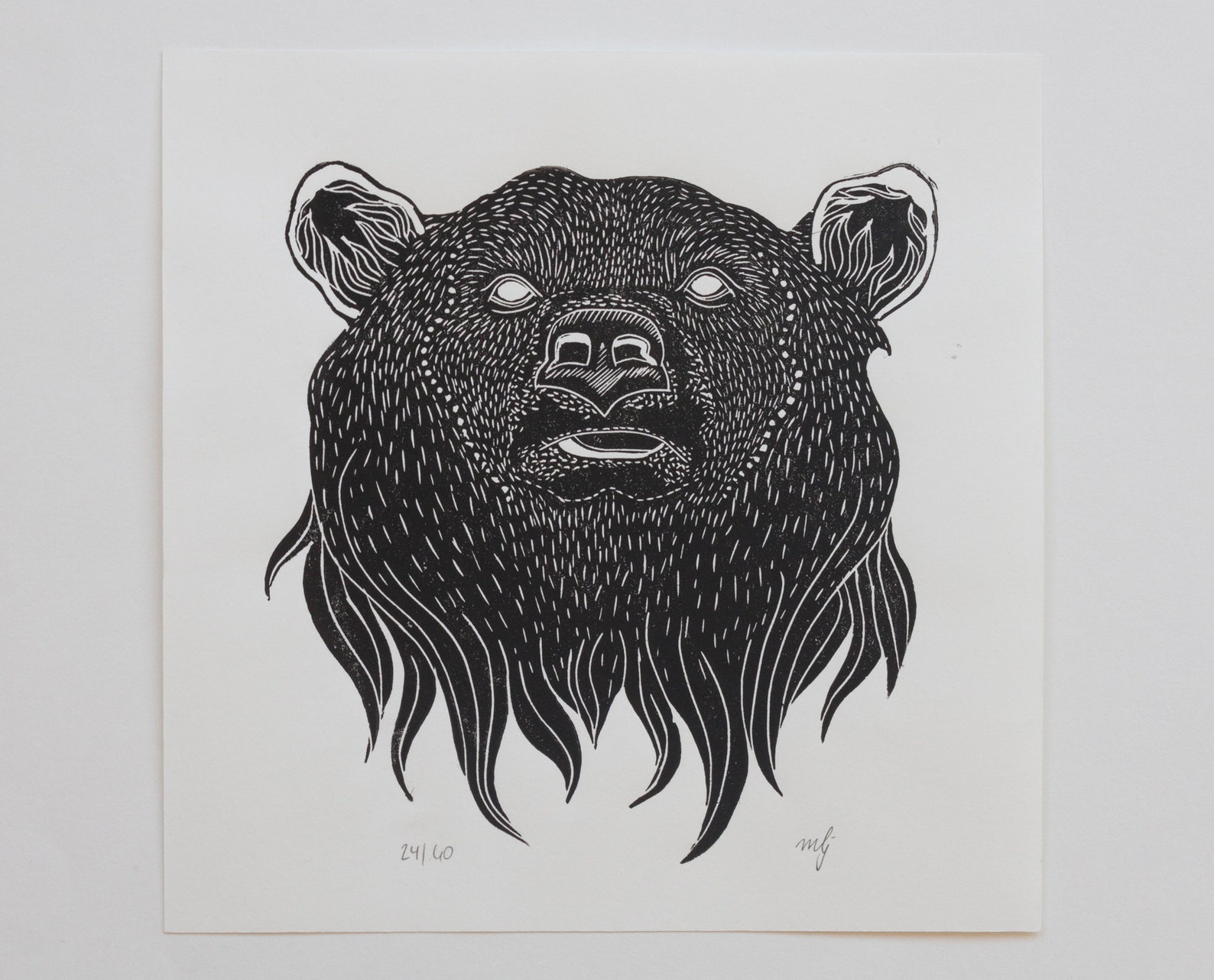 Grizzly Bear Handmade, Linocut Print, Original, Lino Print, Animal ...