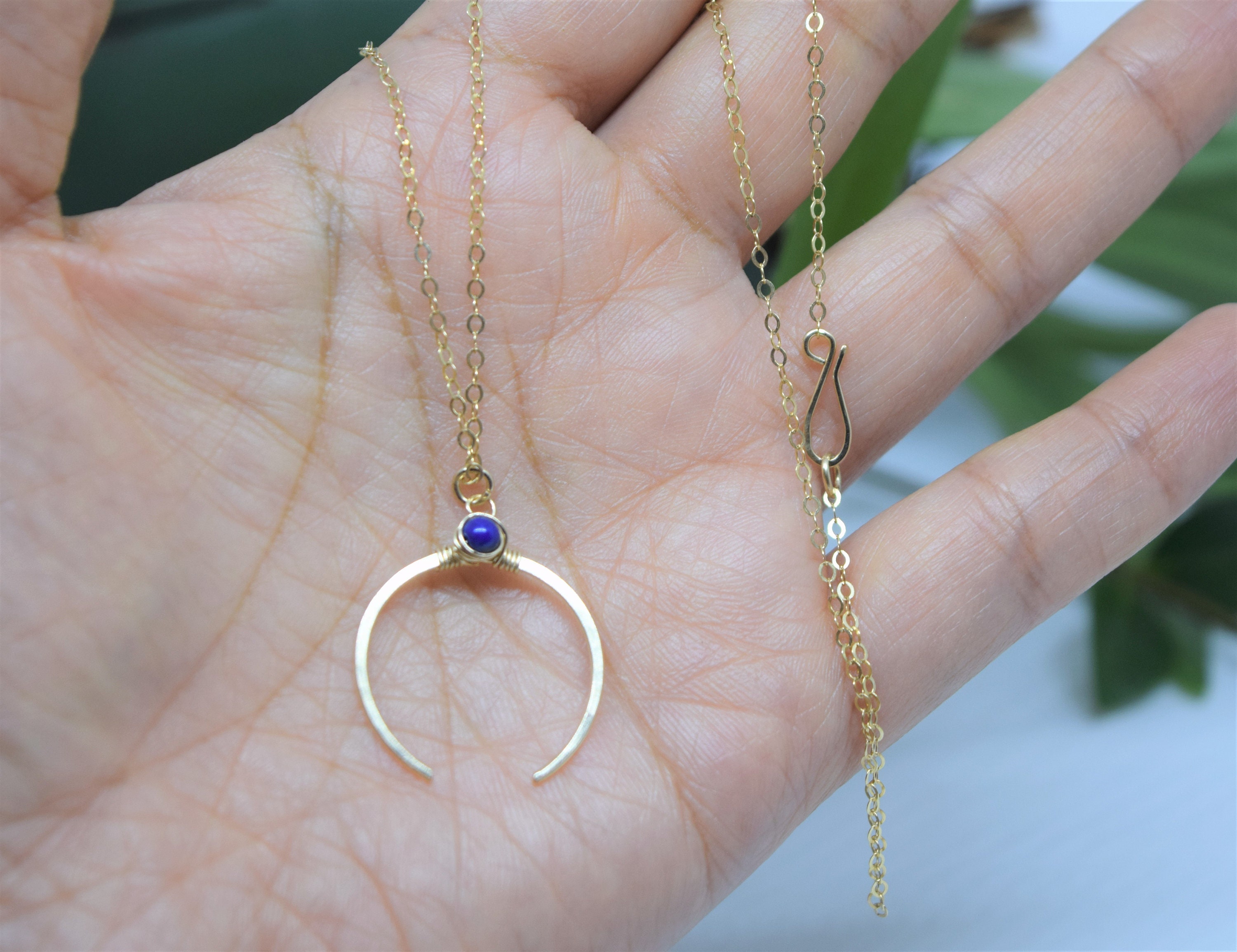 Hammered Blue Lapis Lazuli Crescent Moon Necklace/ Dainty Gold - Etsy Hammered Blue Lapis Lazuli Crescent Moon Necklace/ Dainty Gold - Etsy