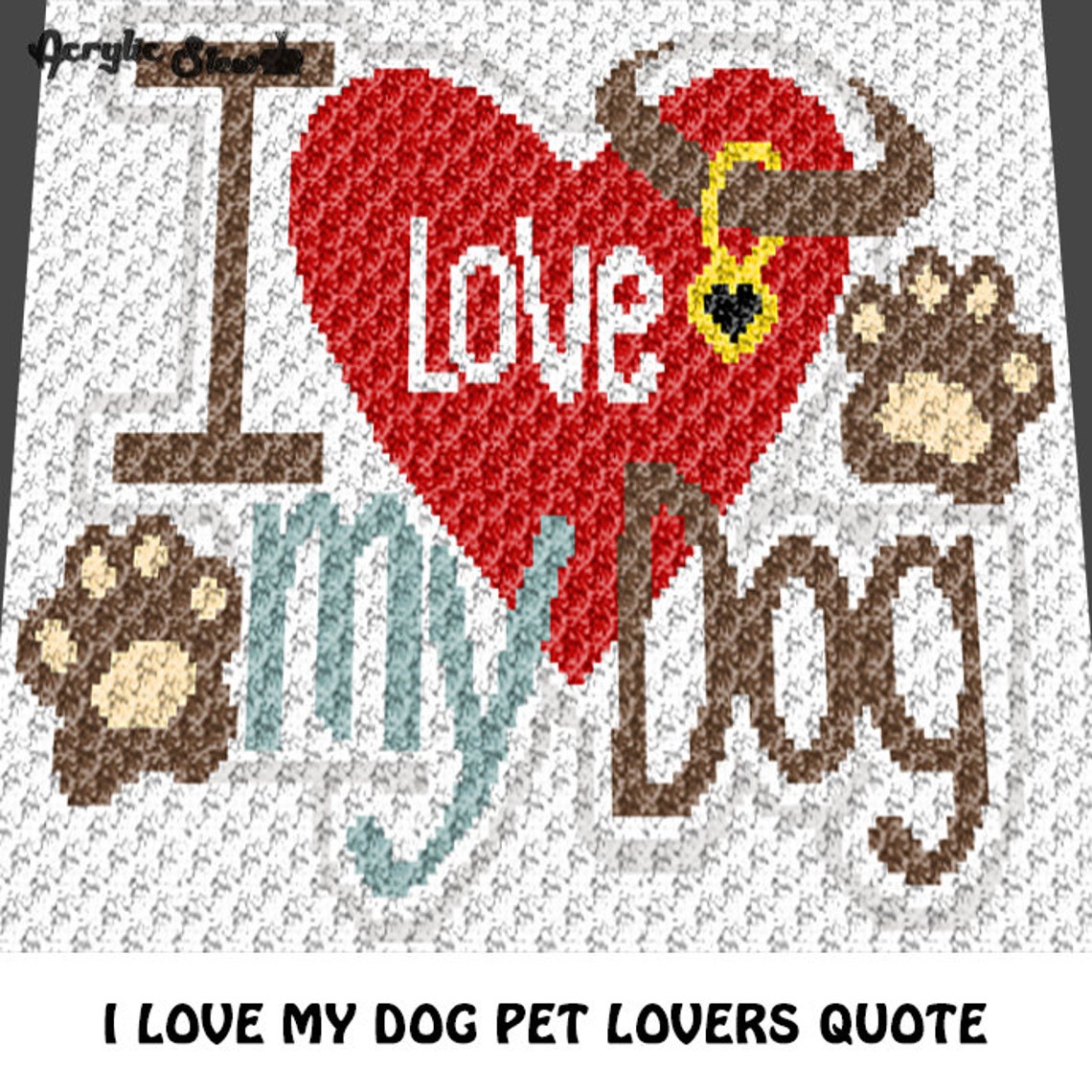 Graphgan Pattern Corner to Corner C2C I Love My Dog Pet | Etsy