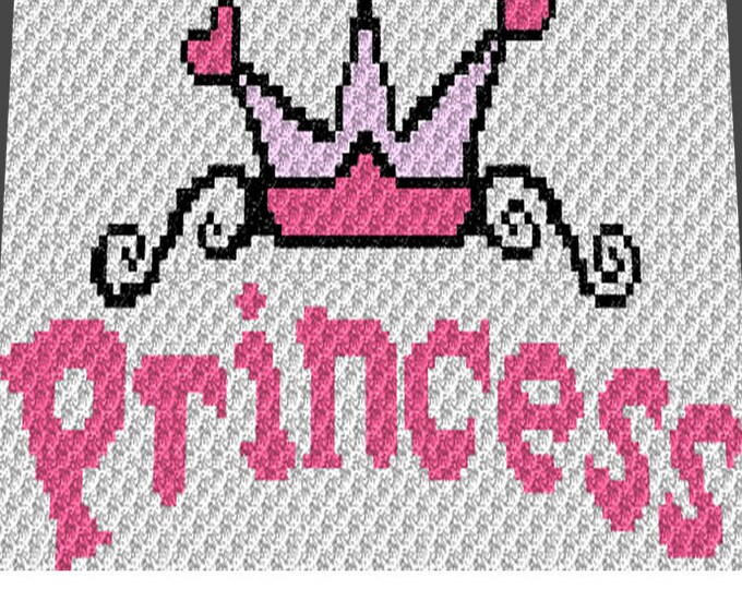 Baby Graphgan Pattern Corner to Corner C2C SC Pink Princess Heart Crown ...