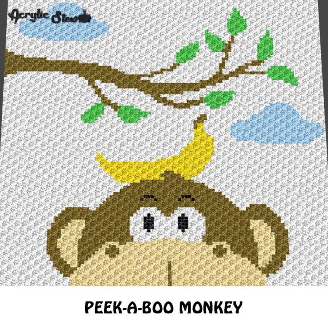 Baby Graphgan Pattern - Corner to Corner - C2C - Peek A Boo Monkey Face ...