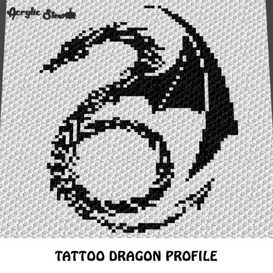 Graphgan Pattern Corner to Corner C2C Crochet Tattoo Dragon Black White ...
