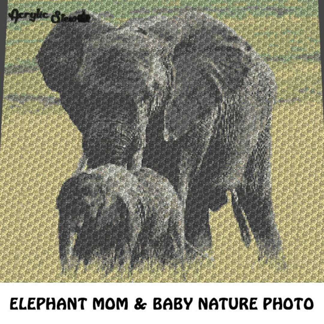 Graphgan Pattern - Corner to Corner - C2C - Elephant Mom and Baby ...