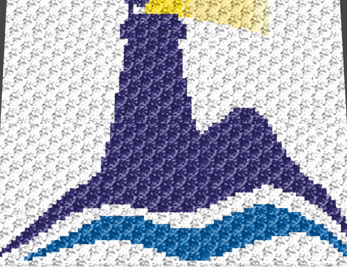 Baby Graphgan Pattern Corner to Corner C2C Lighthouse Waves Water Color ...