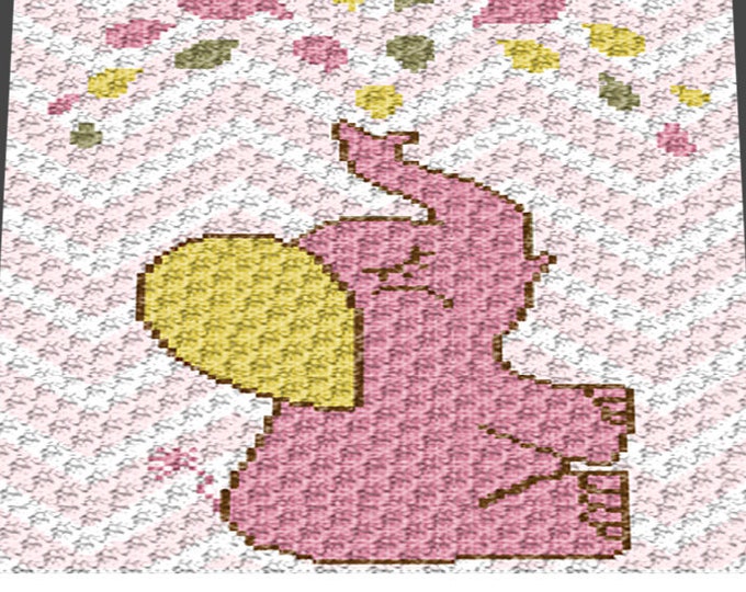 Baby Graphgan Pattern Corner to Corner C2C SC Baby Pink Elephant ...