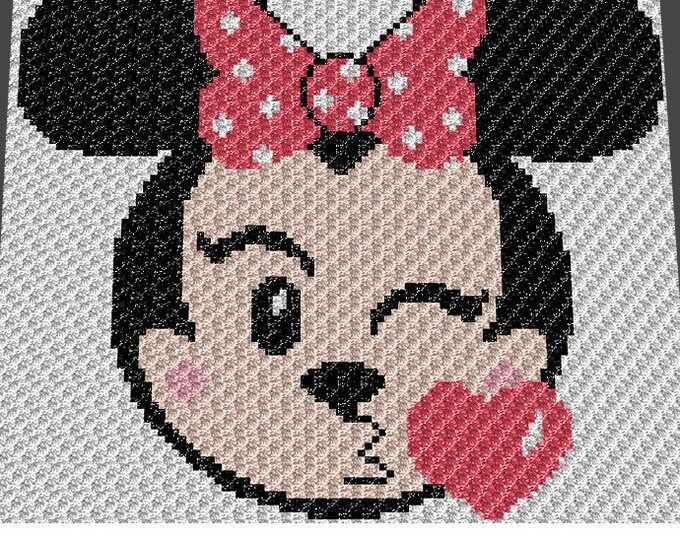 Girl Graphgan Pattern Corner to Corner C2C Crochet Cartoon Mouse Emoji ...