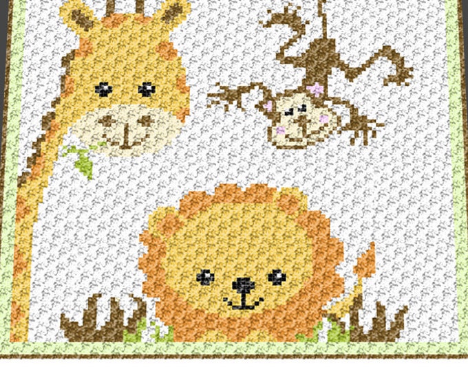Baby Graphgan Pattern Corner to Corner C2C Baby Giraffe Monkey Lion ...